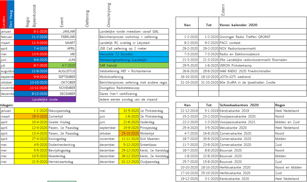 Jaarplanning – DARES regio 15/16